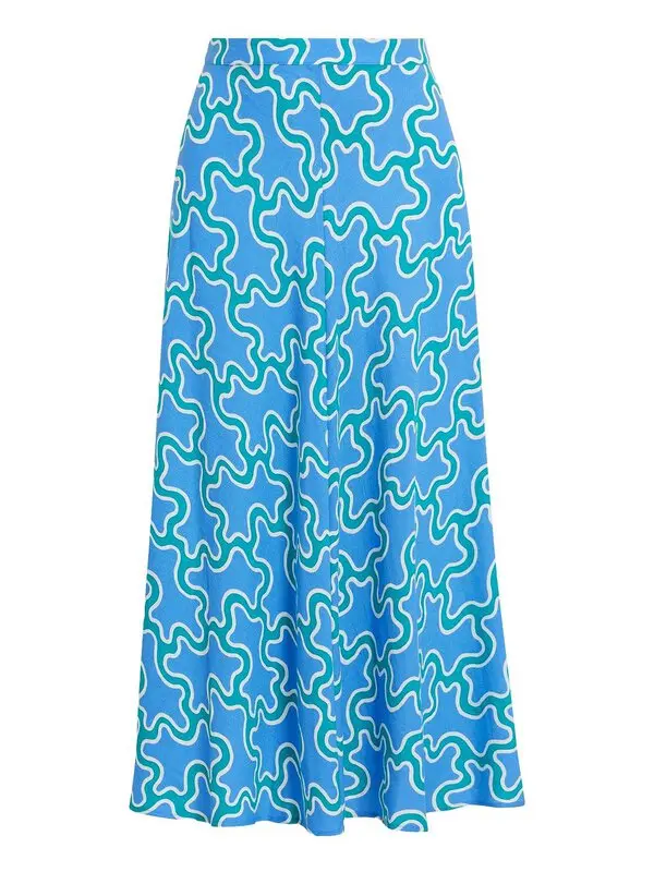 Diane Von Furstenberg Florencia Printed Woven Midi Skirt - Azure
