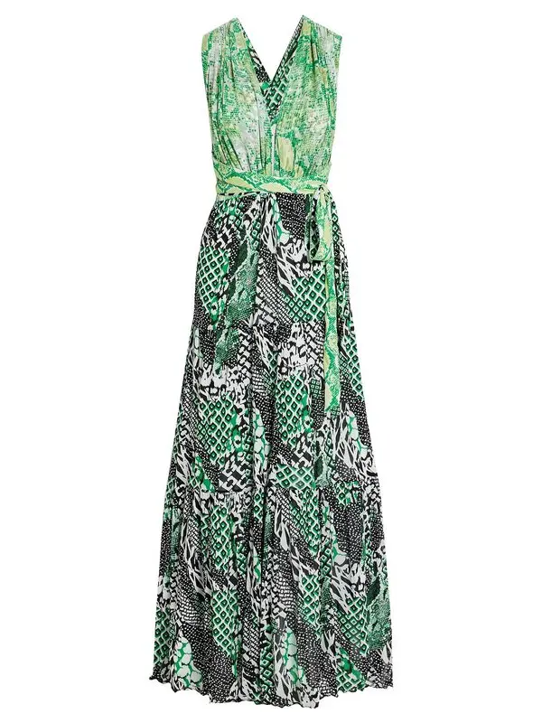 Diane Von Furstenberg Drew Tiered Snake-print Maxi Dress - Green