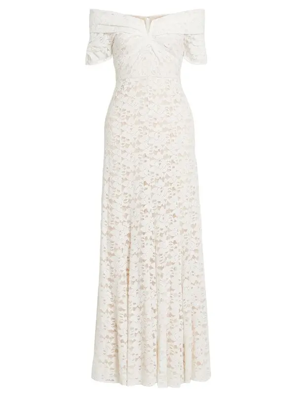 Diane Von Furstenberg Off-the-shoulder Corded Lace Maxi Dress - Off-white