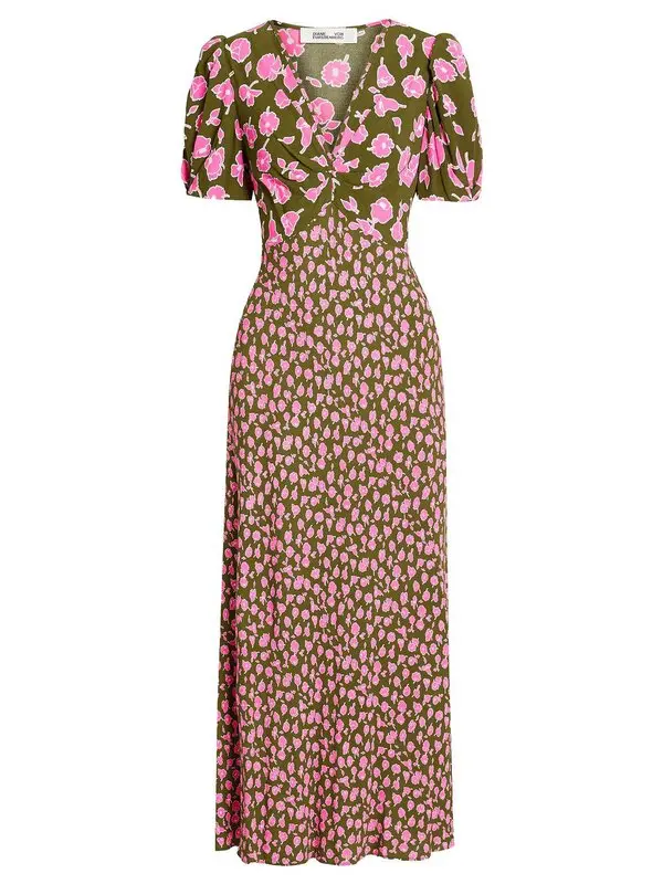 Diane Von Furstenberg Margeaux Floral-print Maxi Dress - Army Green