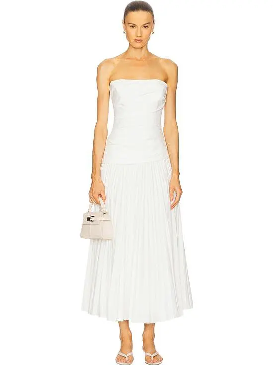Simkhai Arie Strapless Bustier Midi Dress - White