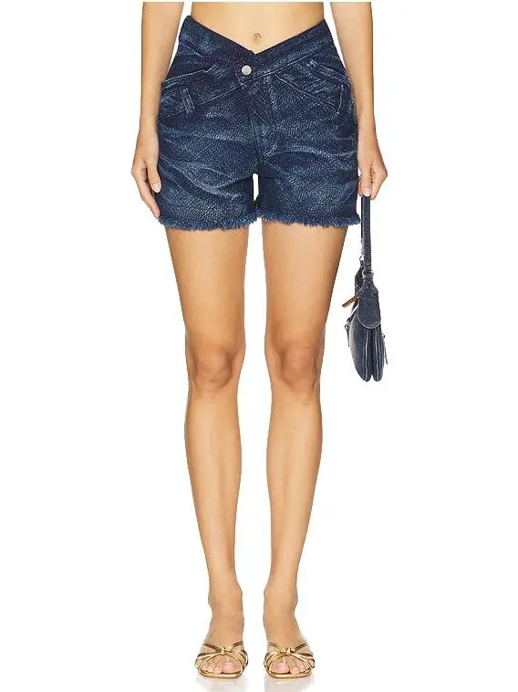 MASHA POPOVA Bias V Shape Mini Shorts - Deep Blue