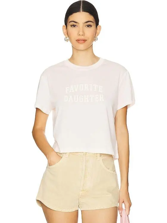 FAVORITE DAUGHTER Cropped Collegiate Tee - Rosewater & Snow White