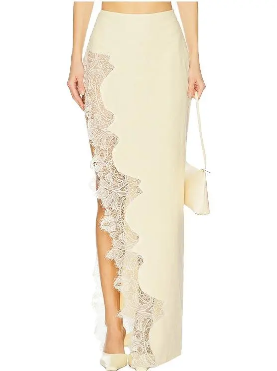 CEREN OCAK Lace Detailed Skirt - Yellow