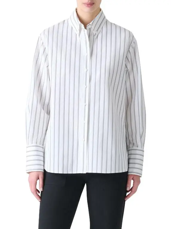 Akris Stripe Button-down Shirt - Cream-black