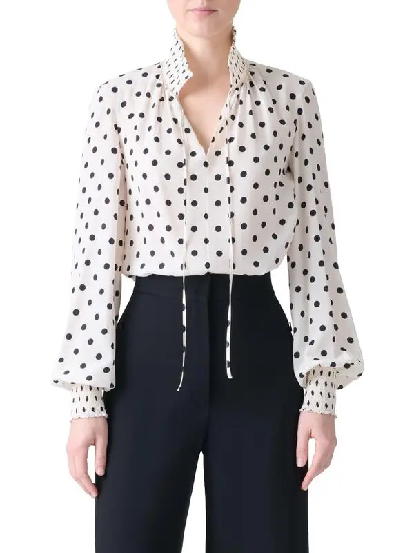 Akris Silk Polka Dot Shirt - Cream-black