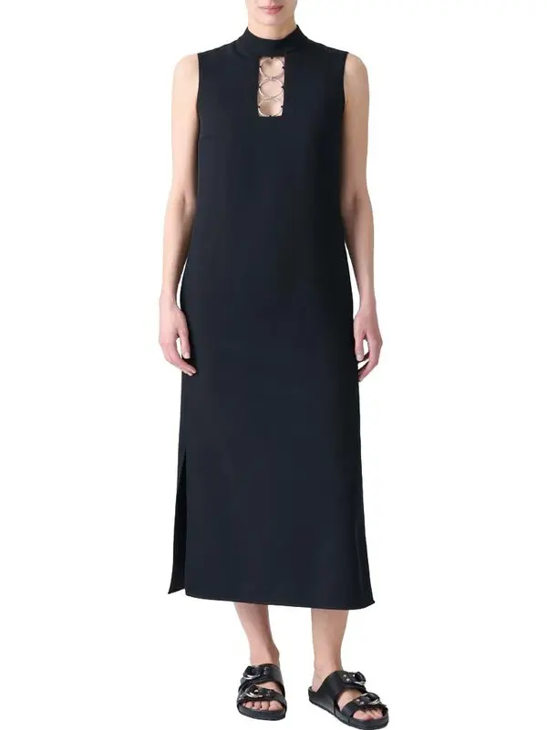 Akris Ring Yoke Virgin Wool Midi Dress - Black