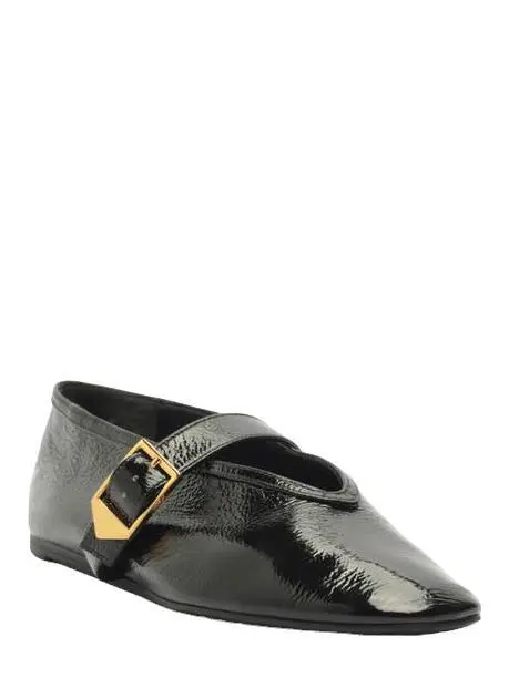 Schutz Courtney Patent Leather Mary Jane Flat - Black