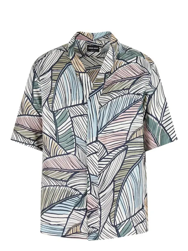 Giorgio Armani Printed Silk Short-sleeved Shirt - Patterned