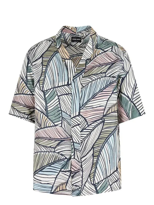 Giorgio Armani Printed Silk Short-sleeved Shirt - Patterned