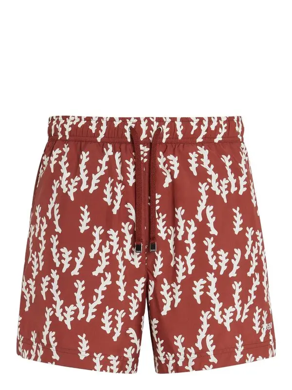 Zegna Oasi Print Swim Trunks - Red