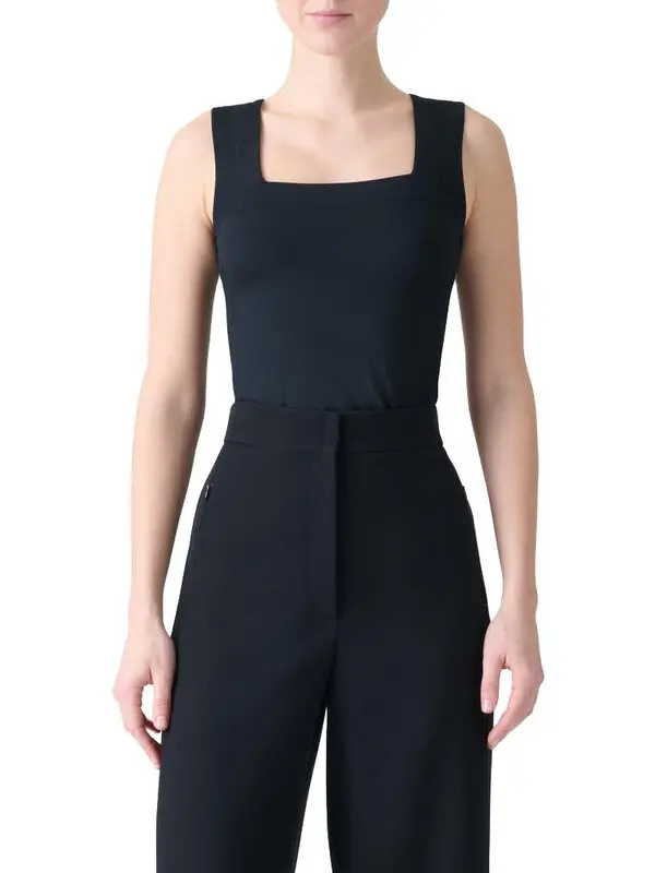 Akris Dot Detail Stretch Modal Tank - Black