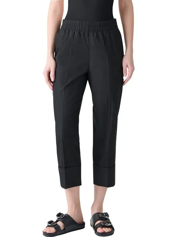 Akris Farell Cuffed Cotton Poplin Crop Pants - Black