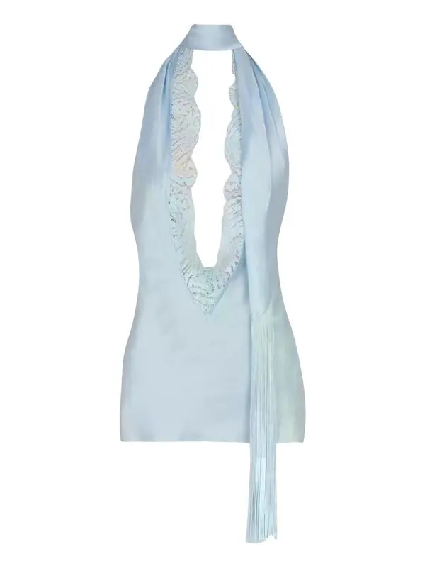 Balmain Silk Halterneck Top - Blue