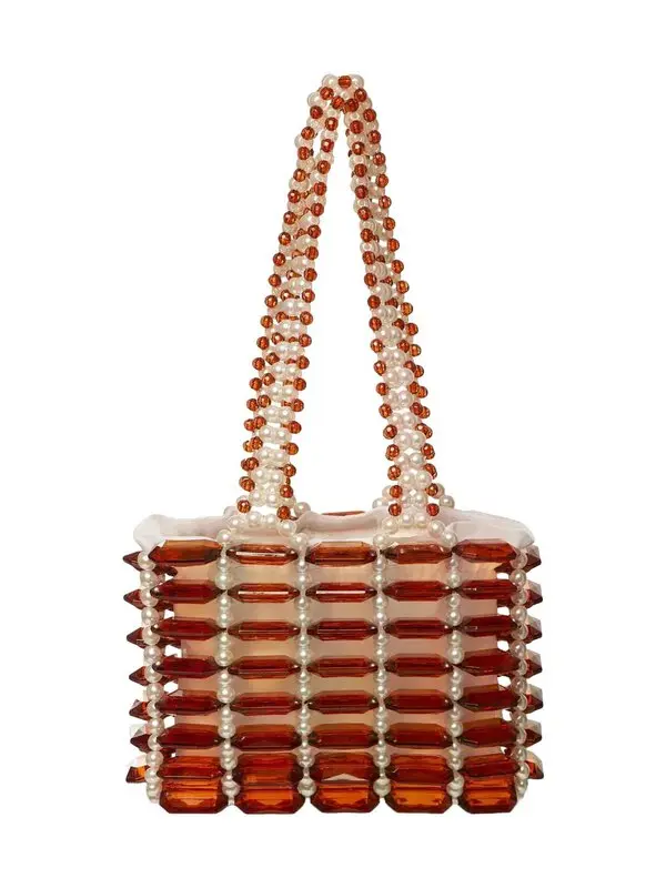0711 TBILISI Esme Mini Beaded Bag - Brown