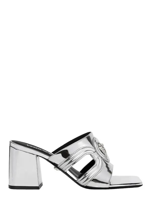 Versace 70mm Medusa '95 Metallic Mules - Silver