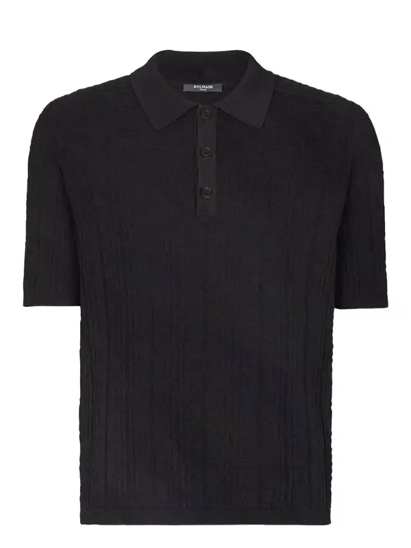 Balmain Knitted Polo Shirt - Black