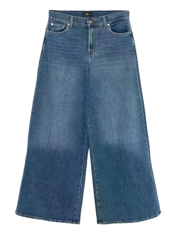 7 For All Mankind Bleached-effect Wide-leg Jeans - Blue