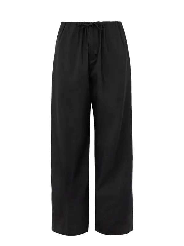THE ROW Xon Wide-leg Wool-crepe Trousers - Black