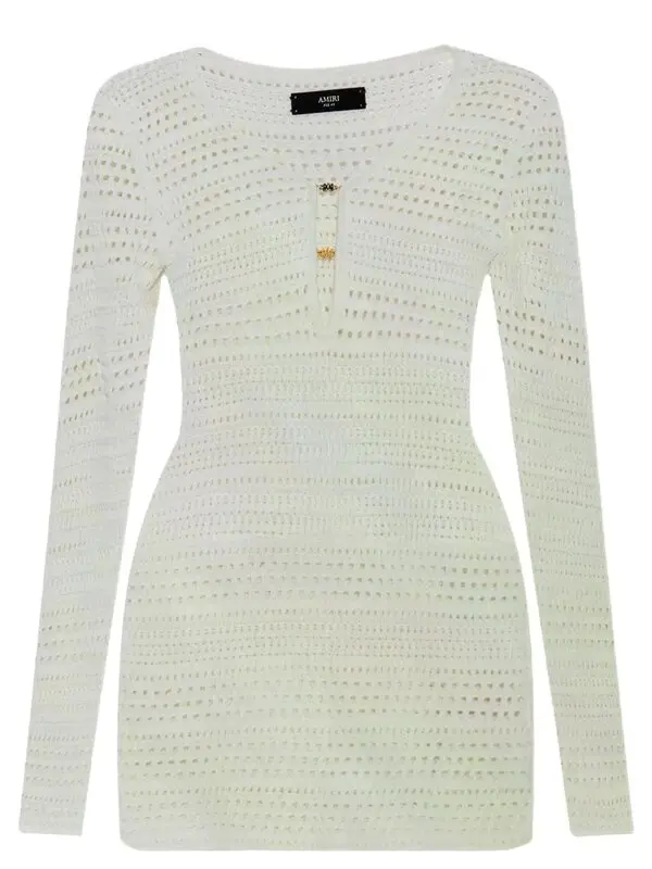 Amiri Open-knit Long-sleeve Dress - White