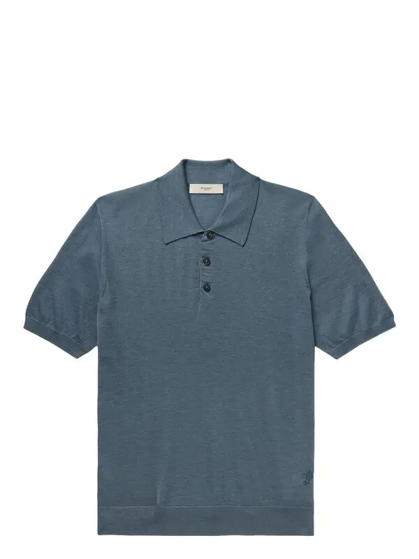Purdey Tantallon Slim-fit Merino Wool Polo Shirt - Blue