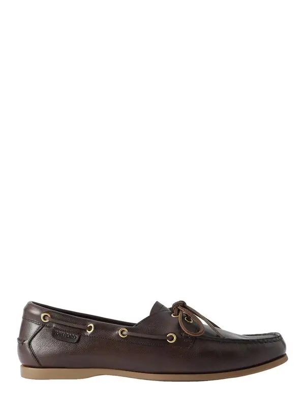 TOM FORD Full-grain Leather Boat Shoes - Brown