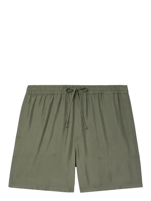 Nn07 Ryder 5971 Straight-leg Crinkled Tencel™ Modal-blend Drawstring Shorts - Green