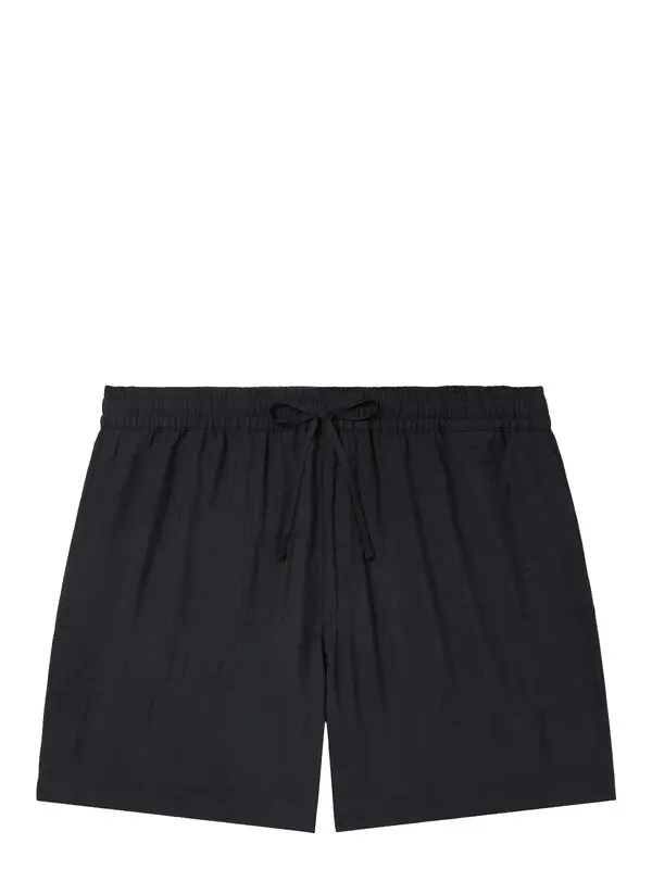 Nn07 Ryder 5971 Straight-leg Crinkled Tencel™ Modal-blend Drawstring Shorts - Black