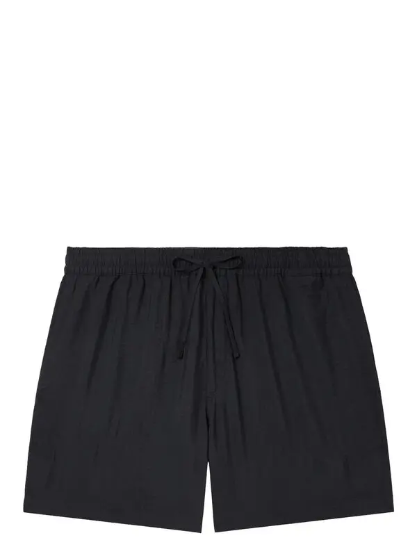 Nn07 Ryder 5971 Straight-leg Crinkled Tencel™ Modal-blend Shorts - Black