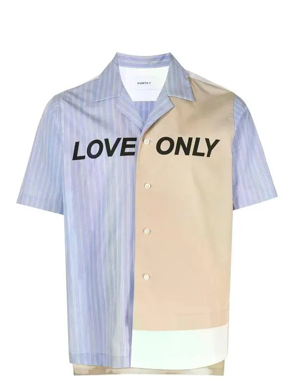 PORTS V Love Only Printed Panelled Shirt - Blue