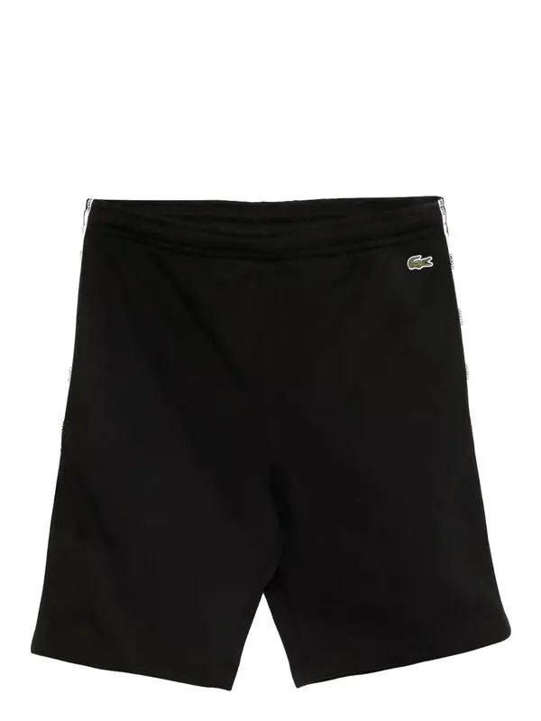 Lacoste Logo Trim Cotton Fleece Shorts - Black