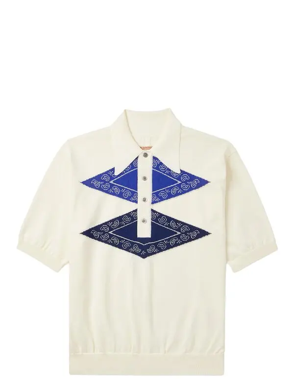 Kapital Jacquard-knit Polo Shirt - White