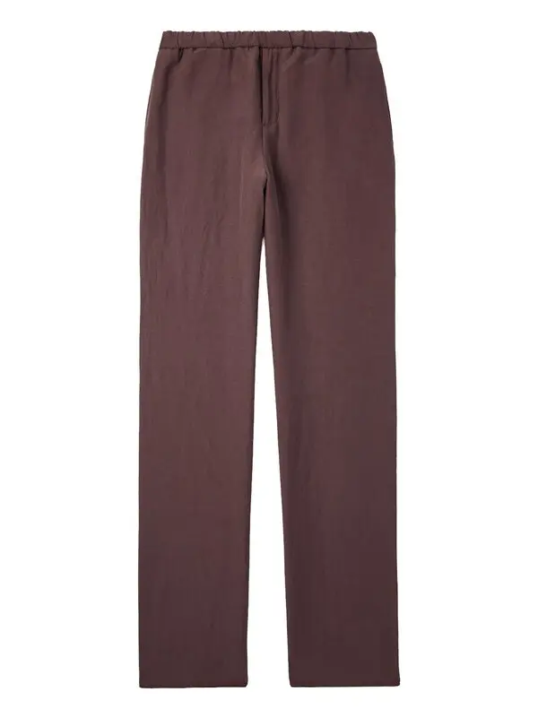 Loro Piana Maryln Straight-leg Linen And Silk-blend Trousers - Brown