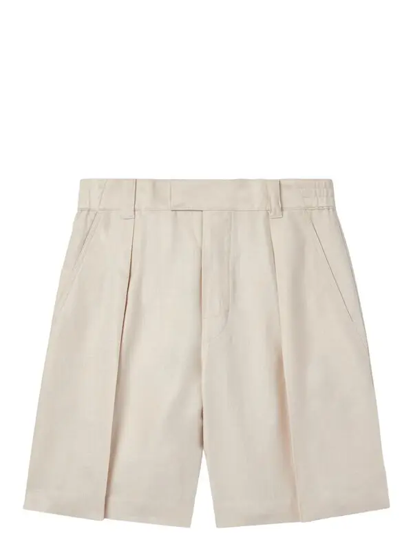 Loro Piana Reinga Wide-leg Pleated Bermuda Shorts - White