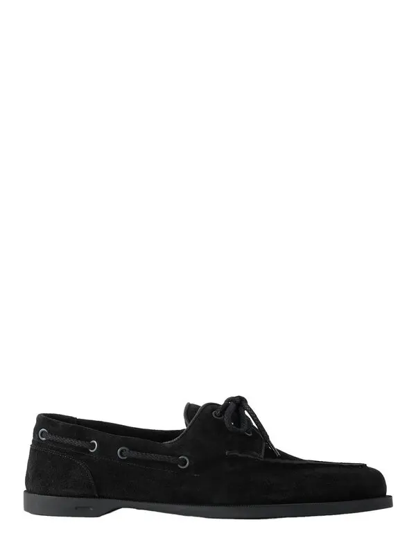 John Lobb Foil Suede Boat Shoes - Black