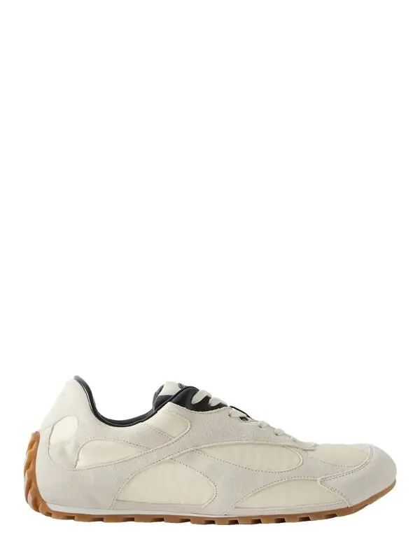 Bottega Veneta Orbit Leather And Shell-trimmed Suede Sneakers - Neutrals