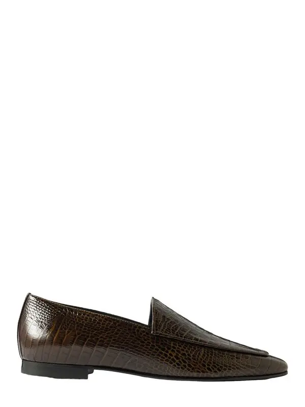Tove Cora Croc-effect Leather Loafers - Green