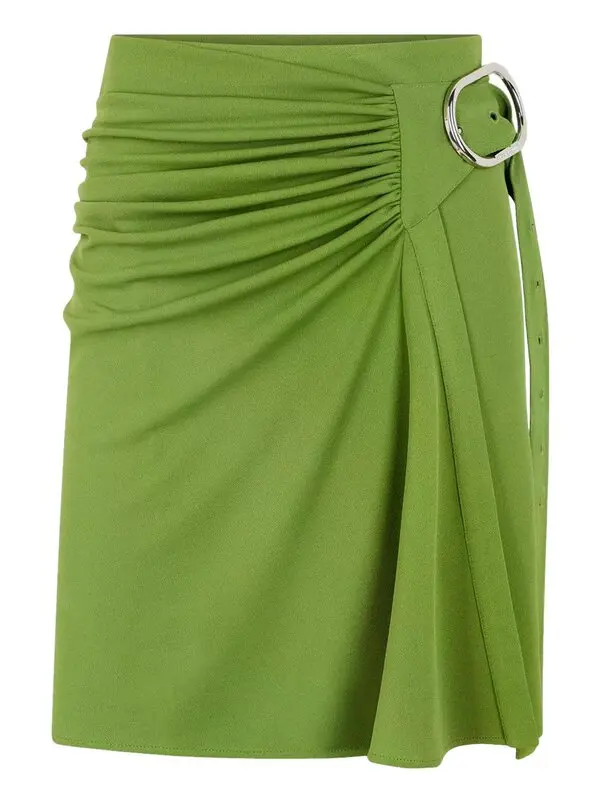 Rabanne Draped Crepe Wrap Skirt - Green