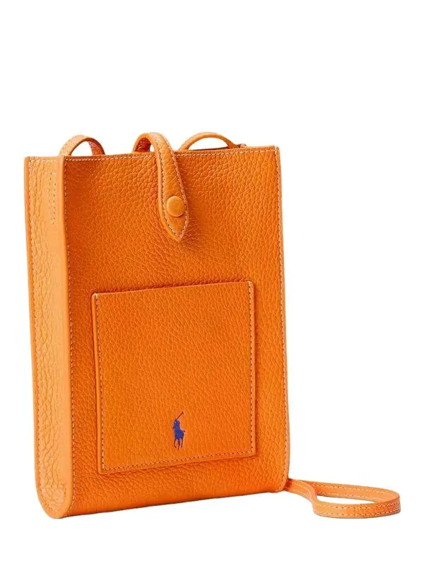 Polo Ralph Lauren Textured Leather Crossbody Bag - Orange