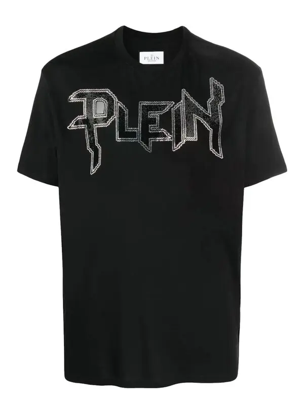 Philipp Plein Chrome Gem-embellished T-shirt - Black