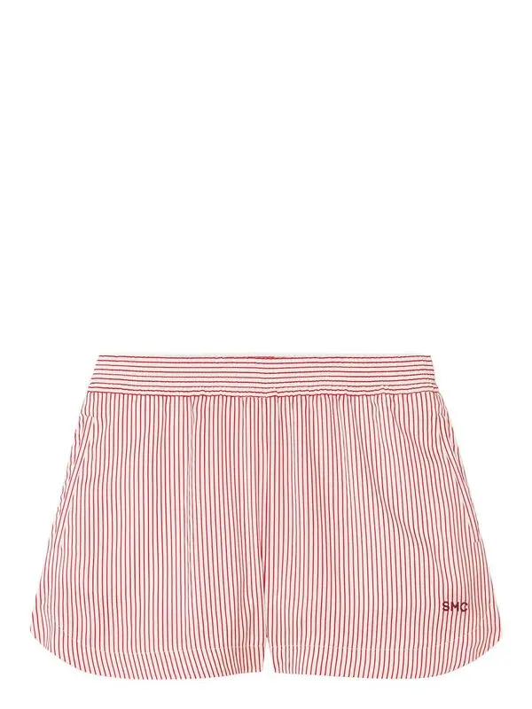 Stella McCartney Embroidered Striped Organic Silk Shorts - Red