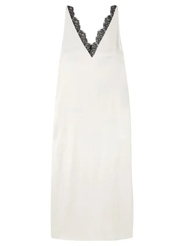 Stella McCartney Lace-trimmed Satin Midi Dress - Neutrals