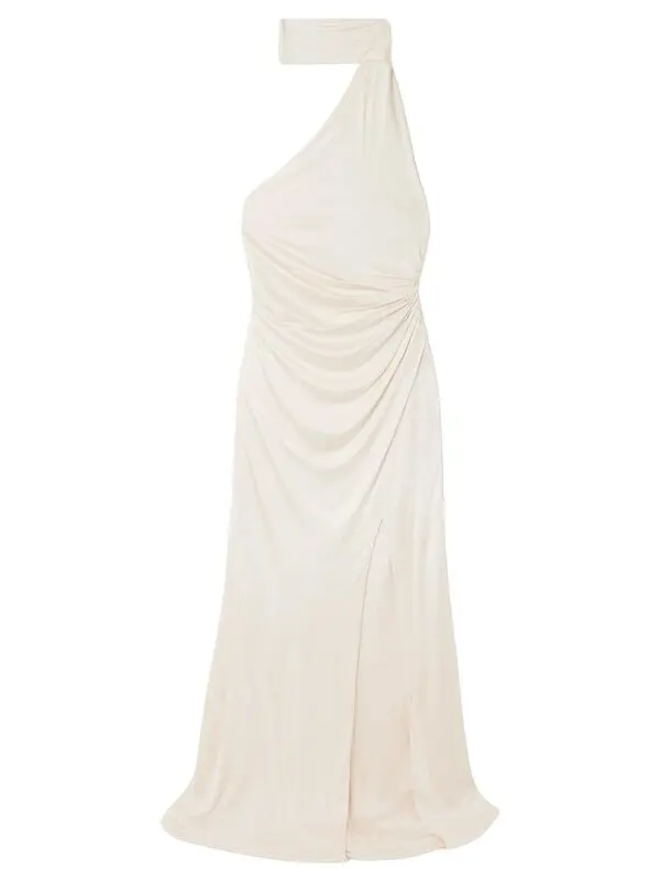 TOM FORD One-shoulder Paneled Ruched Gown - Off-white