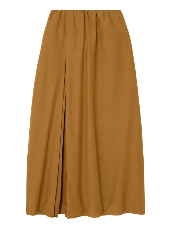Loulou De Saison Carmen Cotton And Silk-blend Voile Midi Skirt - Yellow