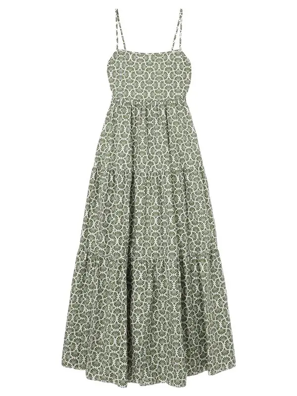 Matteau Tiered Floral-print Maxi Dress - Green