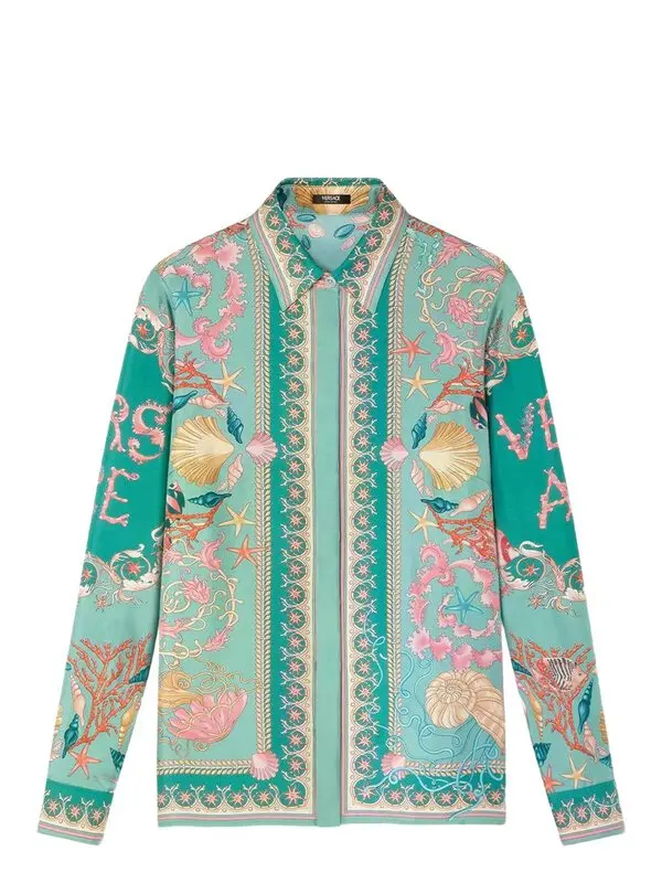 Versace Underwater Barocco Print Button-up Shirt - Green