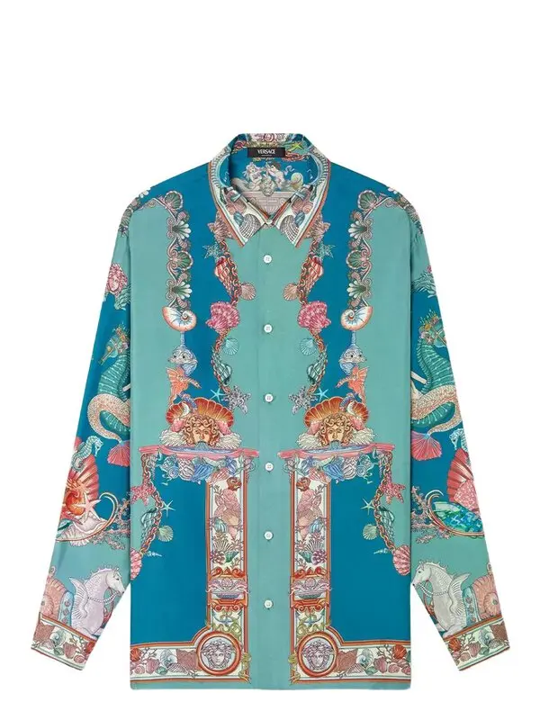 Versace Coral Theatre Silk Shirt - Green