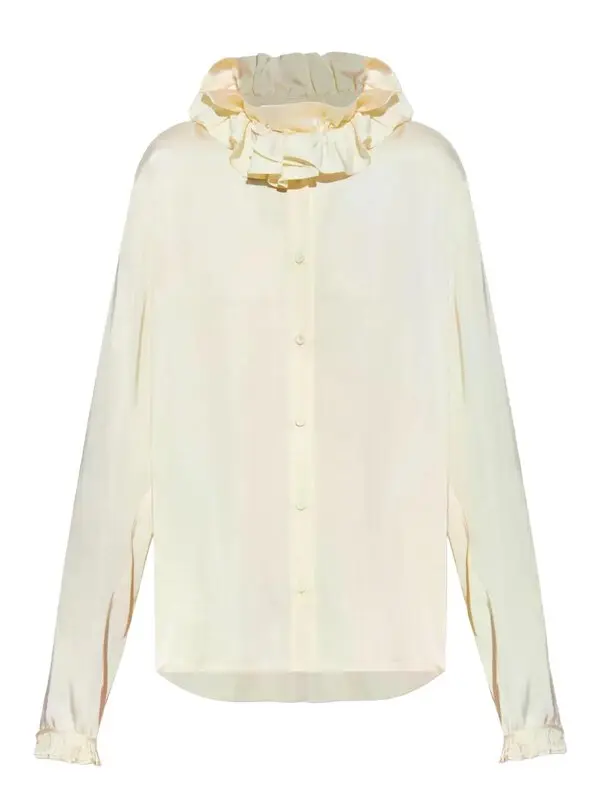 JIL SANDER Ruffled High-neck Blouse - Yellow