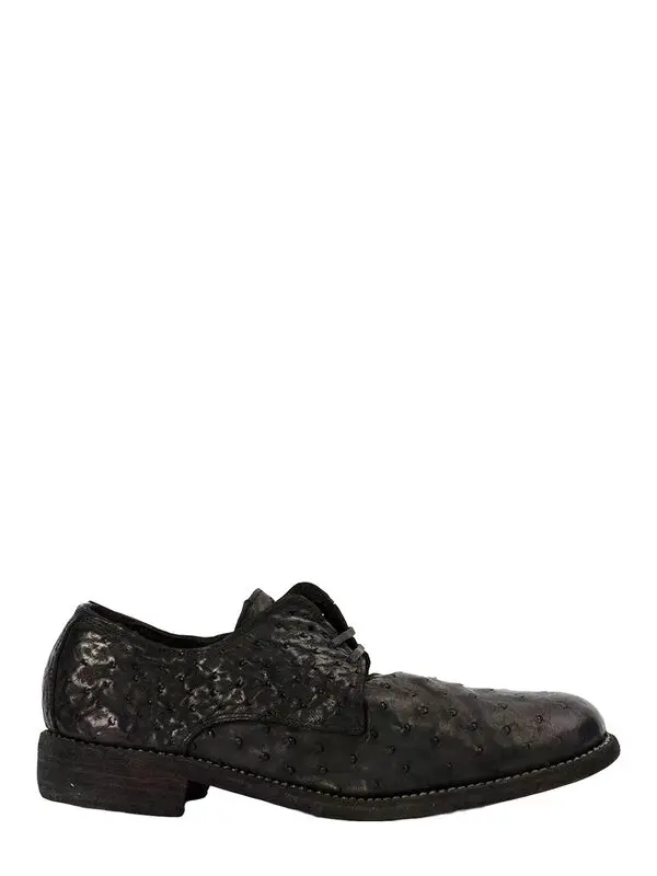 Guidi Textured Derby Shoes - Black