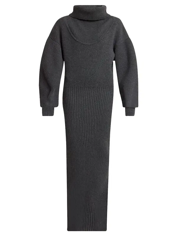 Jacquemus La Maille Pallone Maxi Sweater Dress - Dark Grey